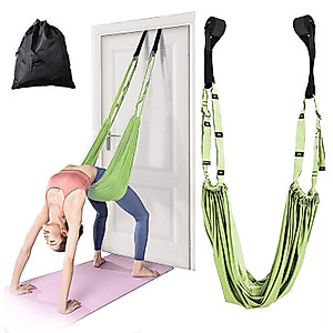 KimDaro Waist Back Leg Stretch Strap/Yoga Fitness Band, Leg Stretching Assist Trainer, Yoga Stretcher, Back Bend Split Inversion Strap for Fitness, Dance, Ballet, Gymnastics (Green)