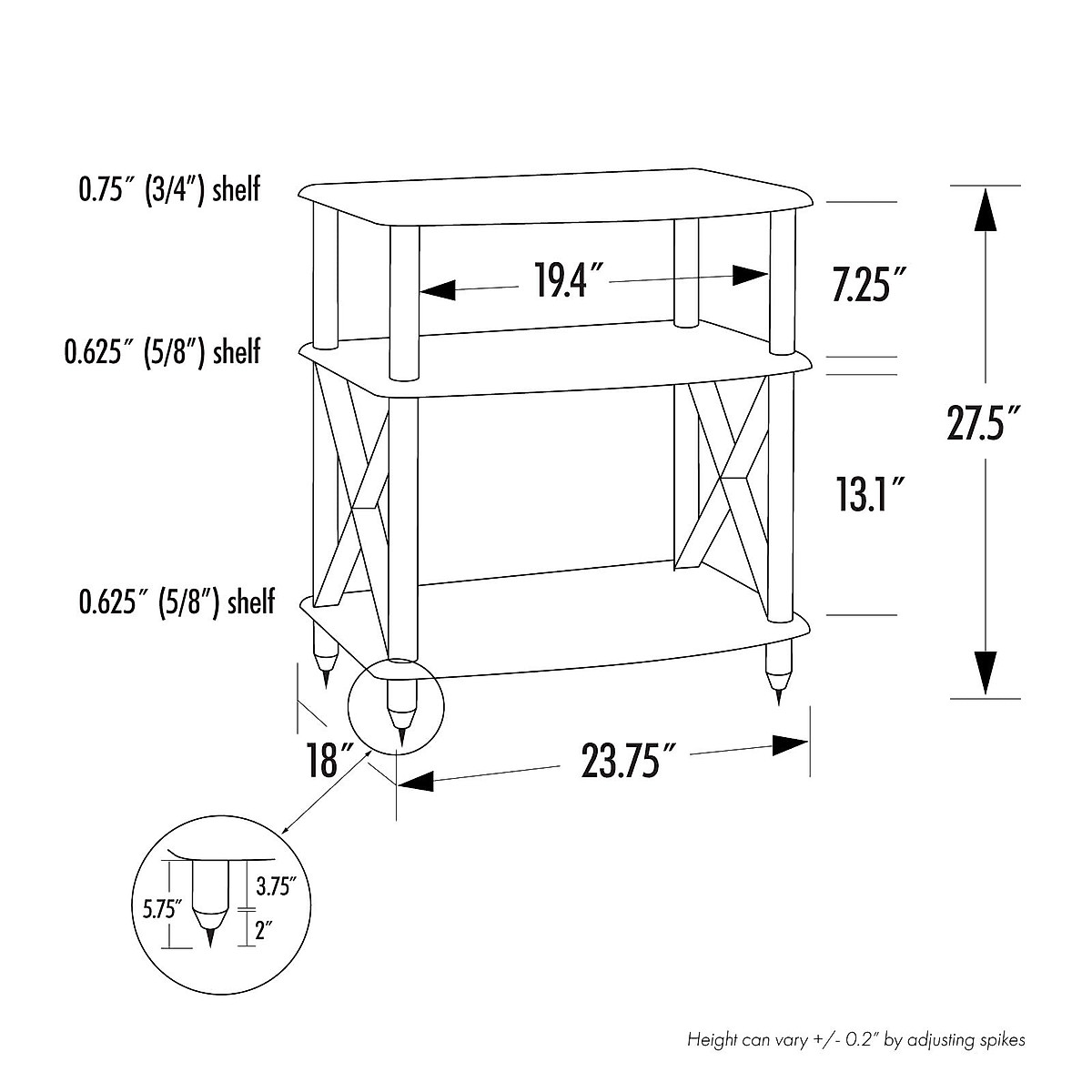 Pangea Audio Vulcan TT Turntable Stand with Vinyl Record Storage - Black