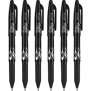 Pilot, FriXion Ball Erasable & Refillable Gel Ink Pens, Fine Point 0.7 mm, Pack of 6, Black