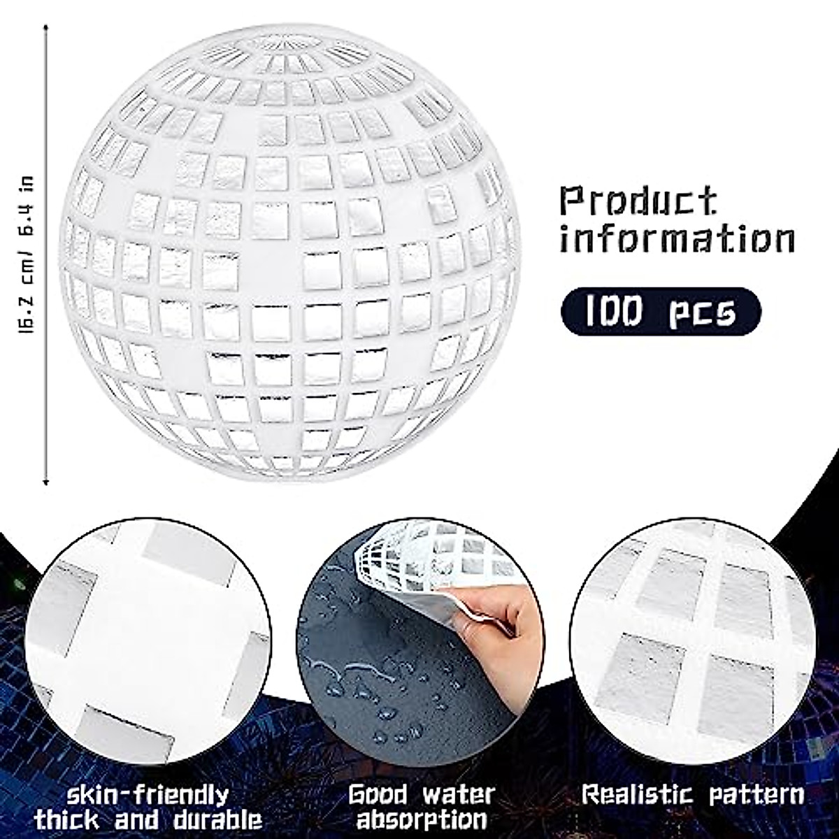 100 Pack 6.4 Inch Silver Foil Napkins Disposable Beverage Napkins Christmas Party Paper Napkins Party Decorations for Wedding Birthday Disco Party Bridal Shower Engagement(Disco Ball)