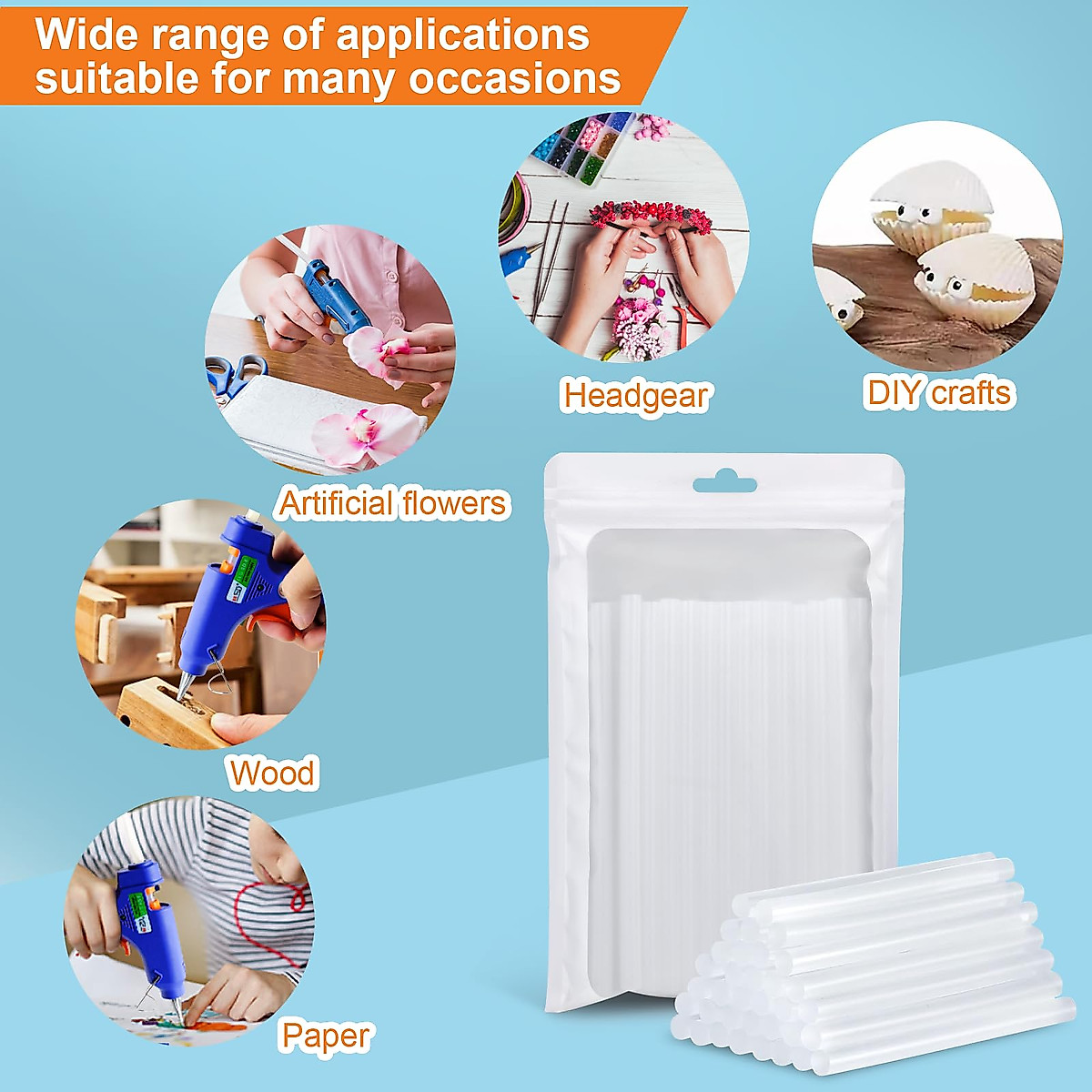 Mini Hot Glue Sticks for Glue Guns, 50-Piece Hot Glue Sticks, 5.8" Long x 0.27" Diameter, Small Size, Hot Glue Gun Sticks Versatile for Crafts, DIY Home Decor and Gluing Projects