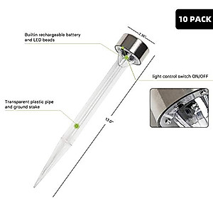 Grand patio Solar Landscape Lights Transparent Decorative Waterproof, 10 Pack Solar Powered Pathway Lights, Weather-Resistant Outdoor Lighting for Yard, Garden, Pool, Green