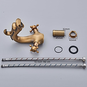 MESKEL Luxury Bathroom Basin Faucet Hot Cold Water Mixer Tap Dragon Style Vessel Sink Faucet 2 Handles Bath Washbasin Crane (Color : Gold A)