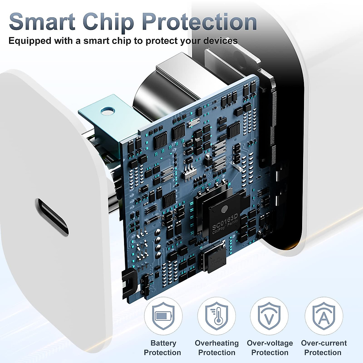 iPhone 15 Fast Charger, 20W USB C Charging Block for Apple iPhone 15 Plus/15 Pro Max, iPad Pro 12.9/11 inch/4/3th/Air/Mini/6 Gen,iPad Wall Plug Power Adapter Cube Brick/6ft Type C to C Cable Cord Long