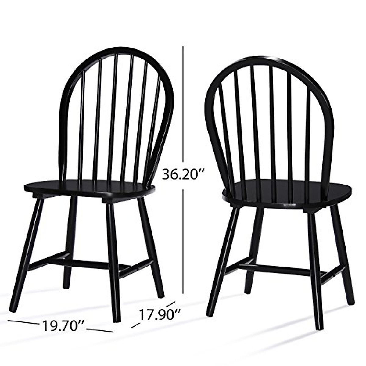 Christopher Knight Home Declan Farmhouse Cottage High Back Spindled Rubberwood Dining Chairs, 2-Pcs Set, Black