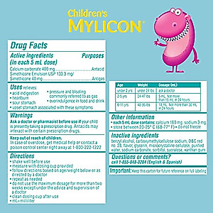 Children's Mylicon All-in-One Tummy Relief for Kids, Bubble Gum Flavor, 4oz