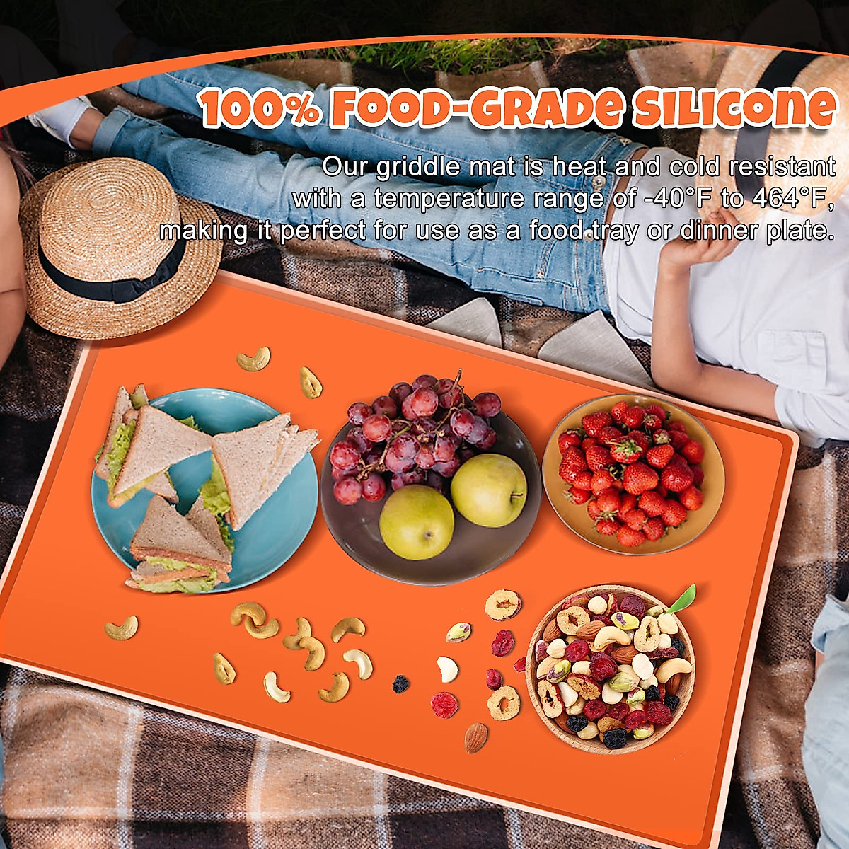 Parutta 28" Silicone Griddle Mat for Blackstone Grill, Heavy Duty Food Grade Grill Mat Come with 2-Pack Grease Cup Liners, Protective Cover Mat for Blackstone 28In Griddle(Not fit 28XL/Pro Size)