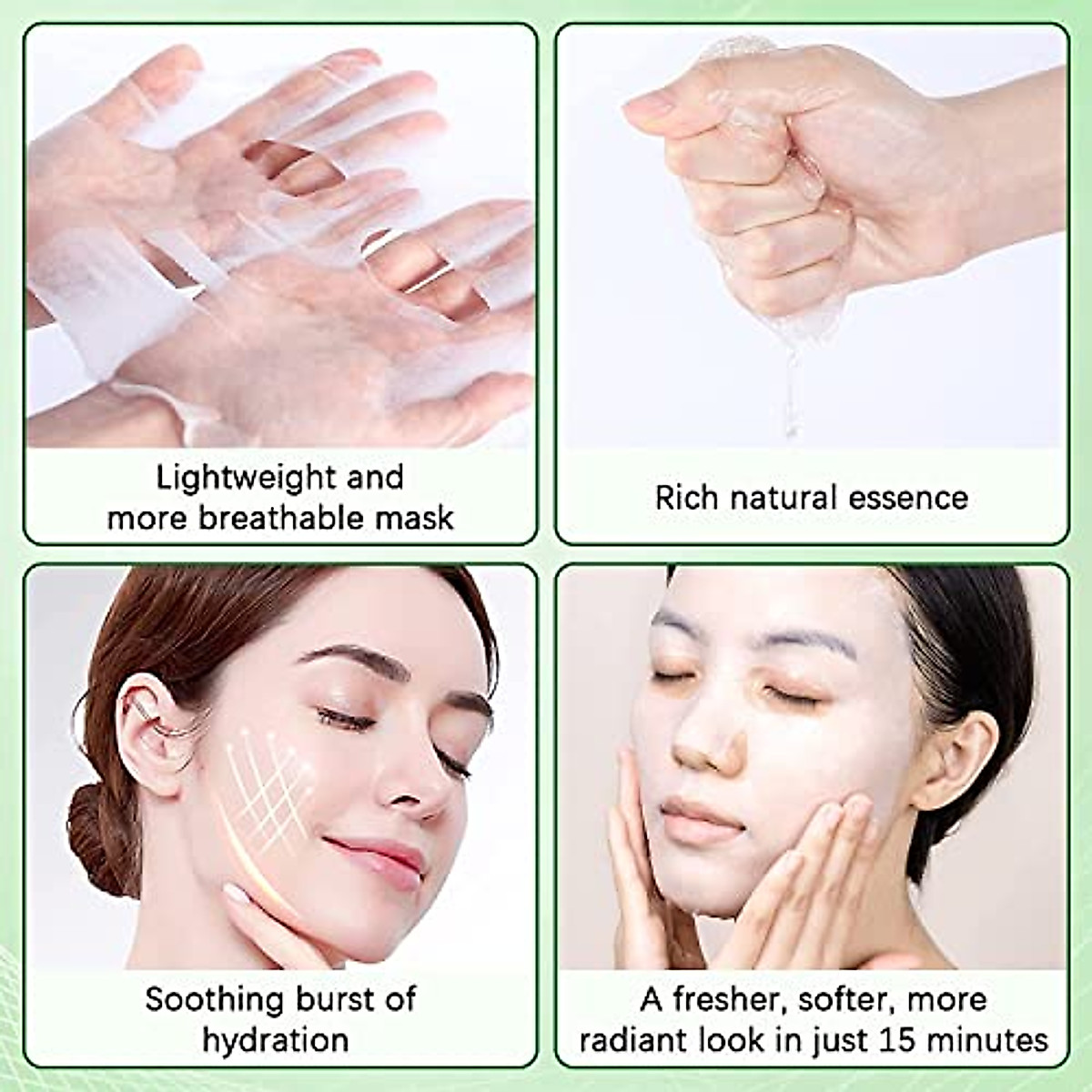 Aloe Vera Soothing Mask Hydrating Face Masks Skincare Moisturizing Facial Sheet Mask Skin care for Dry, Oily, Sensitive Skin Face Mask for Acne, Sun Care, Calming, 25ml/0.88oz, Pack of 10