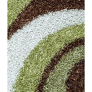 Rizzy Home Kempton Collection Polyester Area Rug, 5' x 7', Multi/Sage/Brown/White Stripe