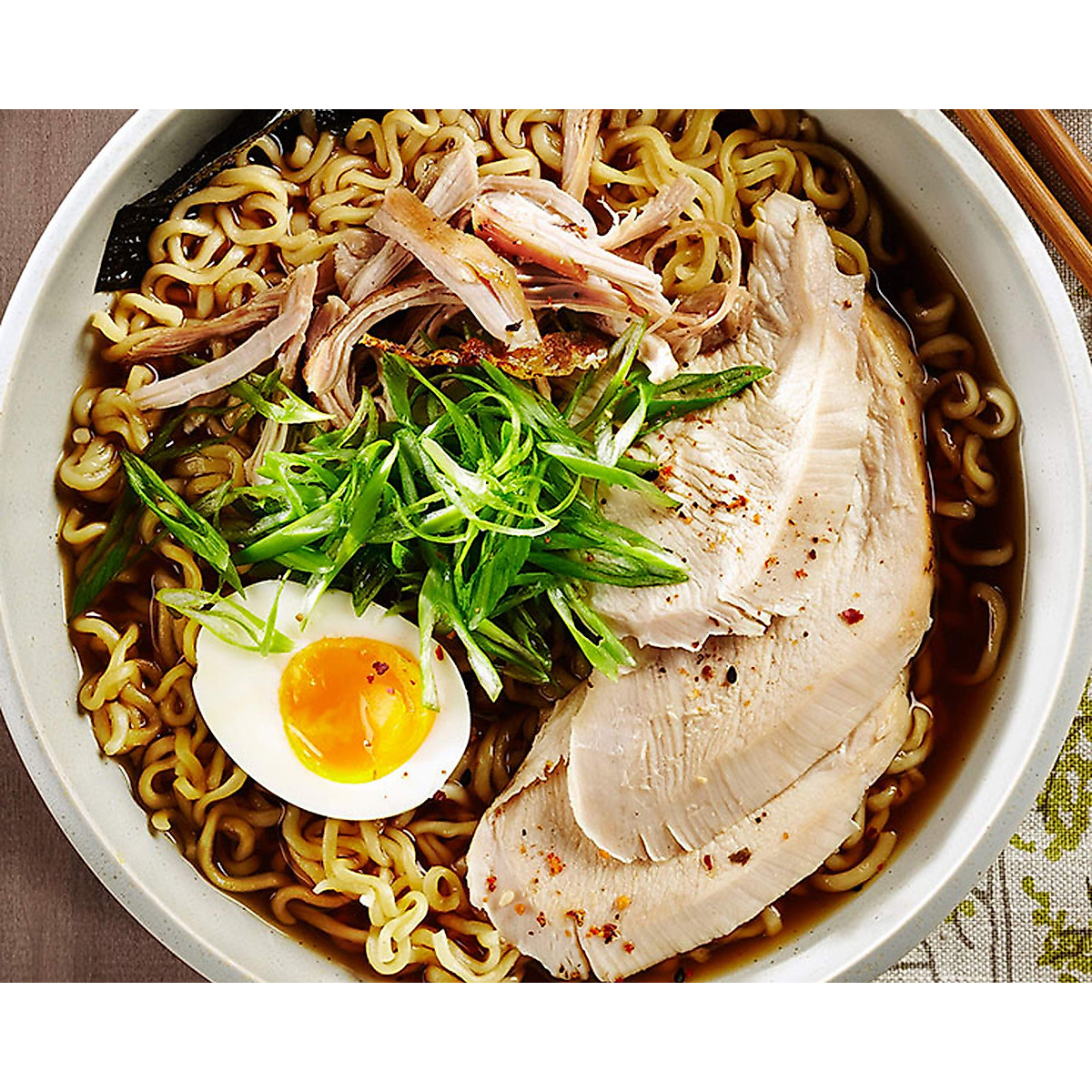 2 Piece Large Japanese Noodle Bowl Set ~ 41 Ounce Porcelain Ramen Noodle Bowls Hand-Painted Green Bamboo for Ramen Noodle Salad Udon Soba Pho Asian Noodles F15746