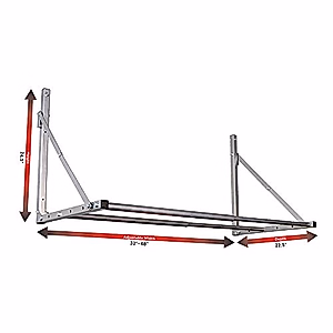 HyLoft 01031 Wall-Mounted Folding Tire Storage, 32 to 48 Inches Wide, Supports 300 Pounds, Silver