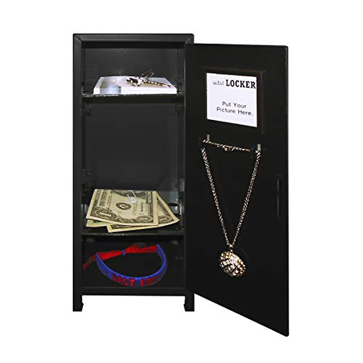 Mini Locker with Lock and Key Black -10.75" Tall x 4.125" x 4.125"