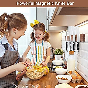 Dark Walnut Wood Magnetic Knife Holder - CTSZOOM Seamless Powerful Wood Magnetic Knife Strip for Organizing Your Kitchen - Multifunctional Magnet Holder for Wall with No Installation - 16"