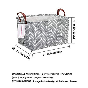 QUEENLALA Rectangular Laundry Hamper/Foldable Nursery Laundry Basket for Organizing/Storage Bin Baskets/Children Toy Office Bedroom/Toy Bin Closet Shelf Baskets（Rec-Grey Wheat）