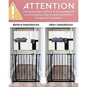 InnoTruth 28.9-42.1" Wide Baby Gate for Stairs, 30" Tall Dog Gates for Doorways Expandable One-Hand Open, Easy Walk Through Dual Lock Metal Pet Gates for Dogs, Black-Family & Mom's Choice Award Winner