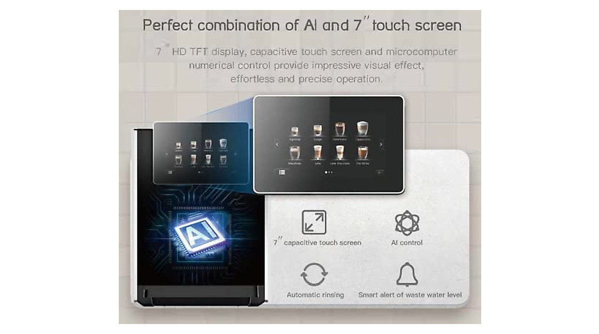 Epsilon Espresso Machine - 11 Brew Selections & AI Touchscreen Coffee Maker