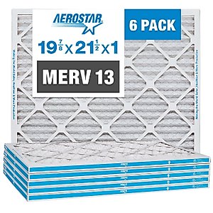 Aerostar 19 7/8 x 21 1/2 x 1 MERV 13 Pleated Air Filter, AC Furnace Air Filter, 6 Pack (Actual Size: 19 7/8"x21 1/2"x3/4")