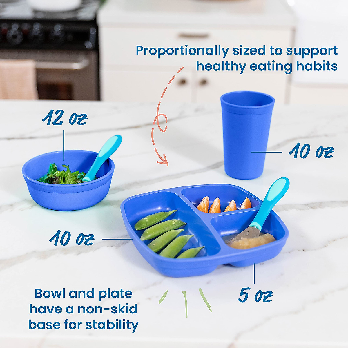 ECR4Kids My First Meal Pal Combo Set, Children's Tableware, Blue, 15-Piece