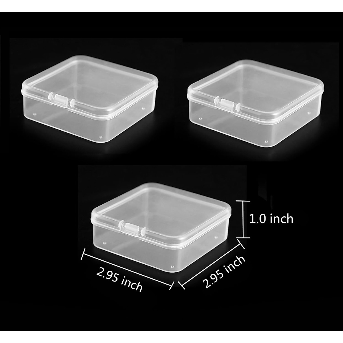 Pcxino 40 Pack 7.5 cm Small Clear Storage Box,Clear Plastic Beads Storage Containers Box with Hinged Lid for Small Items and Craft Projects