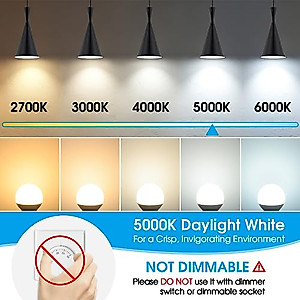 MAXvolador E12 LED Bulbs 60W Equivalent, Daylight White 5000K Ceiling Fan Light Bulbs, 600LM CRI 85+ Small Base LED Candelabra Bulbs, 6W A15 LED Bulb, Non-Dimmable, Pack of 6