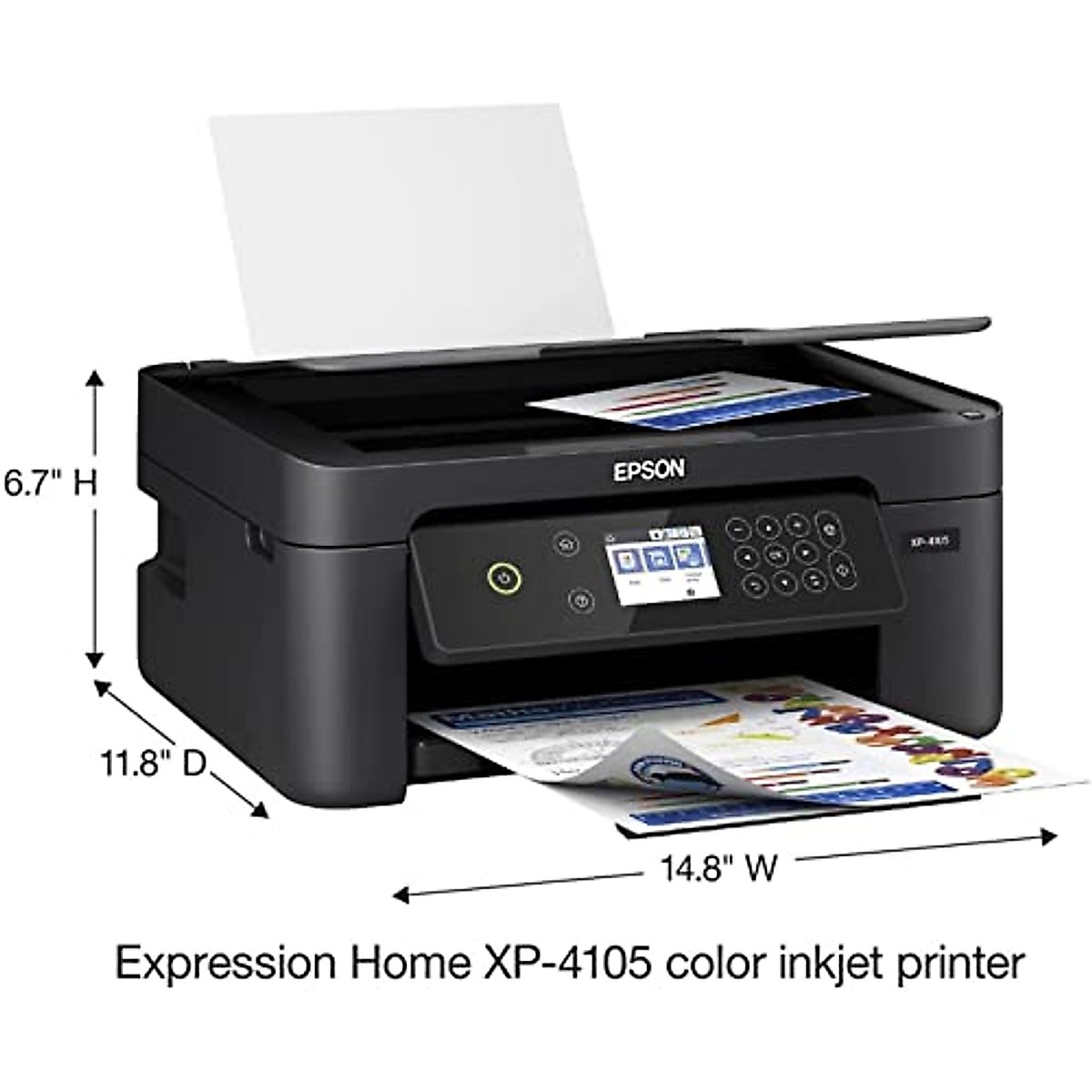 Epson_Printer XP 41 Series, All-in-One Wireless Color Inkjet Printer, Black, Print Copy Scan, 2.4" LCD, Hi-Speed USB, Auto 2-Sided Printing, Voice Activated, with MTC Printer Cable