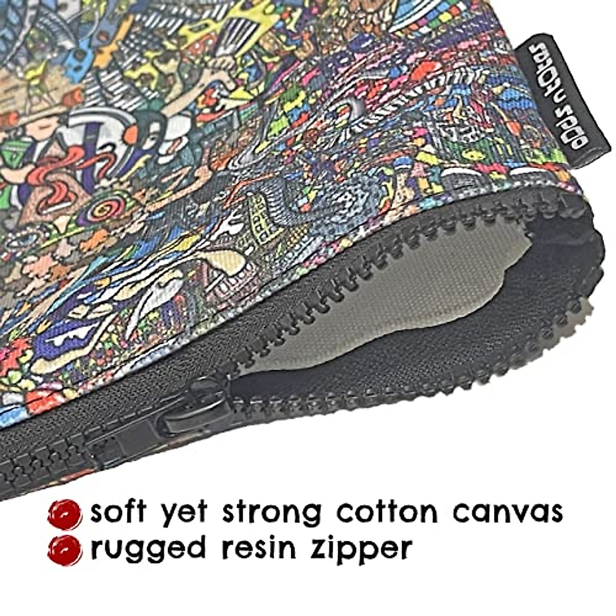 ODDS N TOTES Pencil Pouch, Makeup Bag, Small Toiletry Bag for Women, Men, Canvas Zipper Pouch (Graffiti)