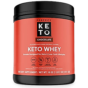 Perfect Keto Pure Whey Protein Powder Isolate Delicious 100% Grass Fed Meal Replacement Shake No Artificials, Gluten Free, Soy Free, Non-GMO (Chocolate)