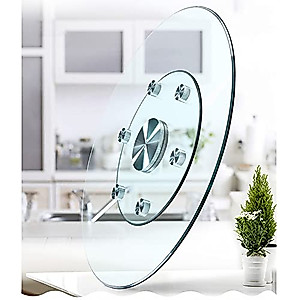 Tempered Glass Lazy Susan Turntable For Dining Table, Round Table Top Rotating Tray, Transparent Rotating Round Turntable 80 CM, Aluminum Alloy Bearing, Silent/Smooth/Not Easy To Dump Aluminium Alloy