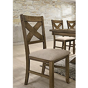 Roundhill Furniture Raven Wood Fabric Upholstered Dining Chair, Maple