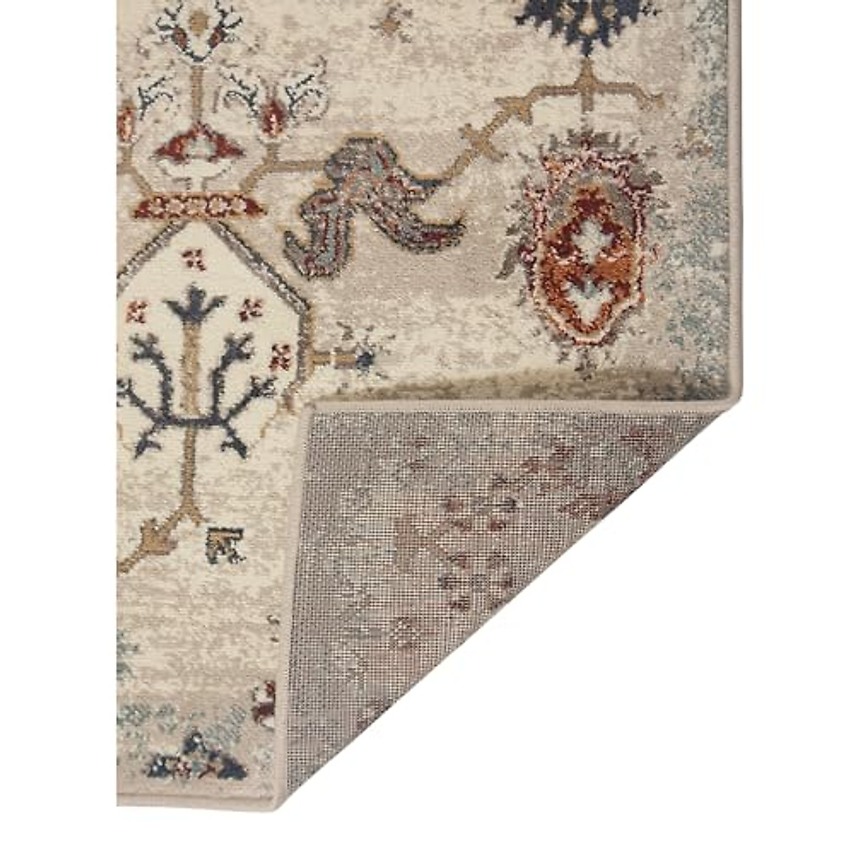 AMER Rugs Allure Collection, 8x10 Area Rug, Rectangular Oriental Rugs for Living Room, 0.38" Low Pile Indoor Rugs for Dining Room, Bedroom, Kitchen, Office, High Traffic Area - Elina Beige