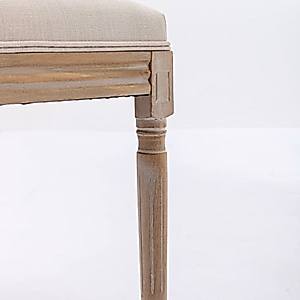 Royard Oaktree French-Style Dining Chairs Set of 2 Farmhouse Upholstered Armless Accent Side Chairs with Solid Wood Leg for Dining Room Bedroom Kitchen Restaurant