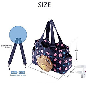 Mom Miya Large Capacity Multifunction Mummy Diaper Bag Tote Bag Mother Nappy Bag Set 3pcs Star Bear Design 2 Color (Blue)
