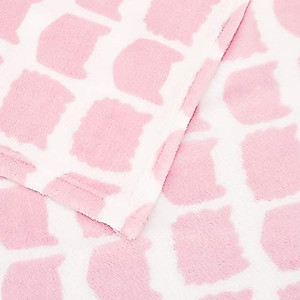 Amazon Basics Kids Pink Kitties Patterned Throw Blanket with Stuffed Animal Cat