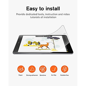 KCT 3 PACK Paperfeel Screen Protector Compatible with iPad 9th/8th/7th Generation (2021/2020/2019) 10.2 Inch, Clear View, Matte Film for Drawing Anti Slip/Scratch Resistant/Bubbles Free