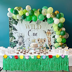 Green and Gold Balloons, 60 Pack 12 Inches Emerald Green Balloons White Gold Confetti Balloon for Birthday St Patrick's Day Jungle Safari Theme Party Decorations