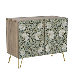 SIGNWIN Sideboard Buffet Cabinet, Kitchen Storage Cabinet with 2 Doors, Geometric Arch Palm Leaf Landscape, Cupboard Console Table for Dining Room- 35" L x 18" W x 29" H