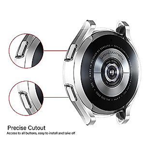 [4+4 Pack] BHARVEST for Samsung Galaxy Watch 4 Classic 46mm Screen Protector and Case, 4 Packs Flexible TPU Frame Cover with 4 Sets Tempered Glass Protective Film for Galaxy Watch 4 Classic 46mm