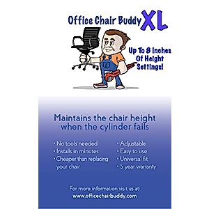 Office Chair Buddy XL - Fix Your Sinking Office Chair in Minutes - Up to 8 Inches of Height Settings - No Tools Needed, Black