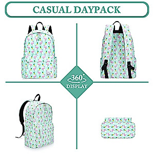 VASCHY School Backpack for Girls, Cute Schoolbag Bookbag for Kids/Teens/Middle School/College/Work Backpack for Women, Flamingos