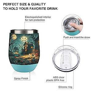 WYUSPGK 304 Stainless Steel Insulated Cup, Abandoned Art Halloween Print Smooth Rim, Durable & Reusable - Perfect for Office, Home, And Travel