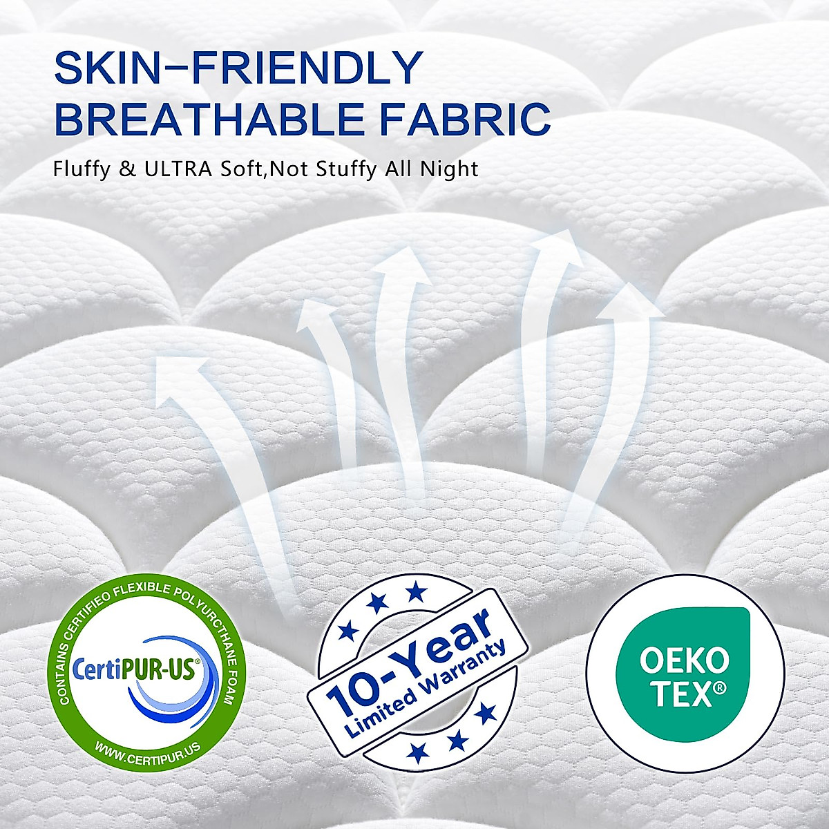 Gsleepee Queen Mattress, 10 Inch Queen Size Mattress in a Box, Gel Memory Foam Hybrid Mattress for Motion Isolation, Soft and Comfortable Mattress, Pressure Relief, Medium Firm Support