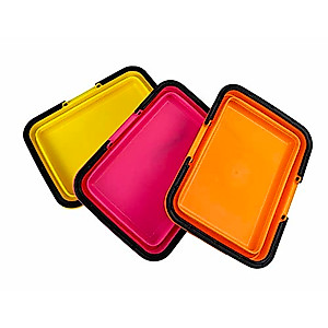 SAMMART 8L (2.1 Gallon) Collapsible Basket with Handle - Portable Outdoor Picnic Basket / Crater - Foldable Shopping Bag (Golden Yellow+Mandrain Red+Rose Pink (Set of 3))