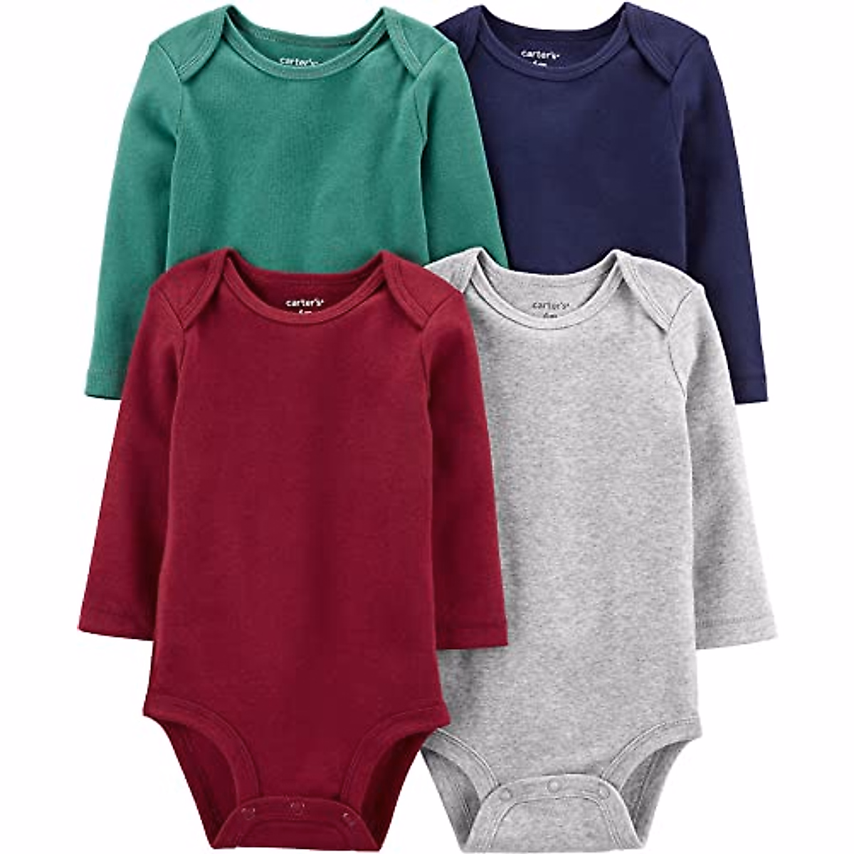 Carter's Baby Boys 4-Pack Long-Sleeve Original Bodysuits (Maroon/Green/Grey/DarkNavy, 12 Months)