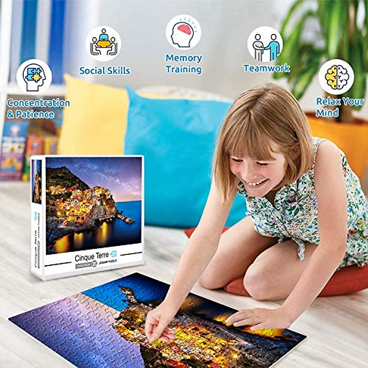 Jigsaw Puzzles 1000 Pieces for Adults Great View Puzzles Gift for Kids Friends Family Parents- Manarola Italy Puzzle Game Toy Large Size 27.56” x 19.66”