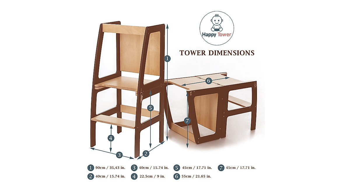Montessori Helper Tower with Blackboard for Toddlers