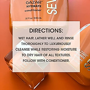 SEVEN Haircare Gazar Hydrate Shampoo for Women & Men, Sulfate Free, Cruelty Free & Paraben Free with Pro Vitamin B5, Sugarcane + Moisturizing Cactus Flower for Dry hair, Made in USA, 10.8oz