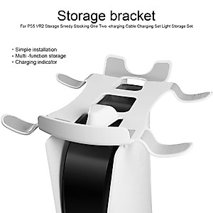 Game Headset Holder with Charging Indicator Storage Versatile 1/2 Charging Cable VR Headset Storage Stand for PS5 VR2 White