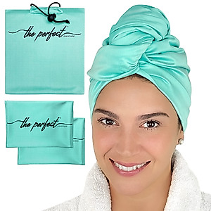 THE PERFECT HAIRCARE Curly Hair Girls Microfiber Plopping Towel Set - Anti-frizz Silky Smooth Hair Drying Wrap for Women - Super Absorbent Large Hair Towel + 2 Scrunching Towels to Micro Plop