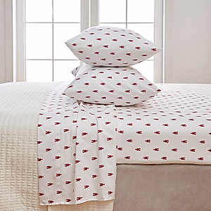 Great Bay Home 4-Piece King Coastal Microfiber Sheet Set | Nautical-Printed, Ultra-Soft Sheets | Wrinkle & Fade Resistant Beach-Themed Prints & Patterns Bedding Sheets & Pillowcases. (King, Lobster)
