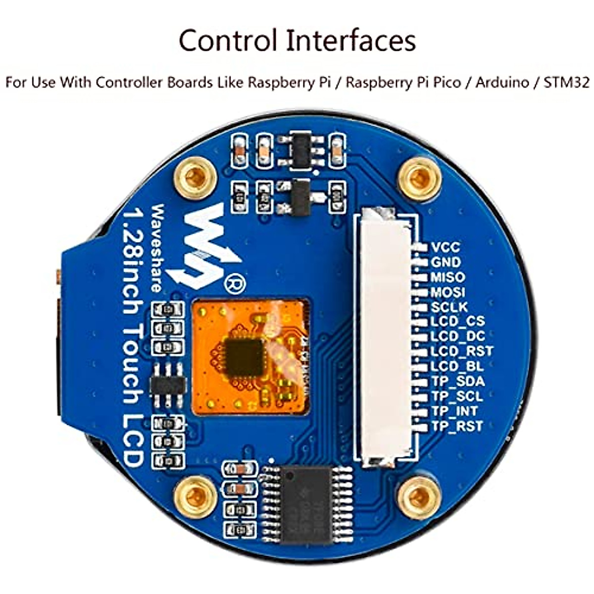 1.28inch Touch Round LCD Module with Touch Panel, 240×240 IPS Capacitive Display Screen, 65K RGB Color, SPI & I2C Port, GC9A01 & CST816S Chip, for Raspberry Pi/Raspberry Pi Pico/Ardu/STM32, etc
